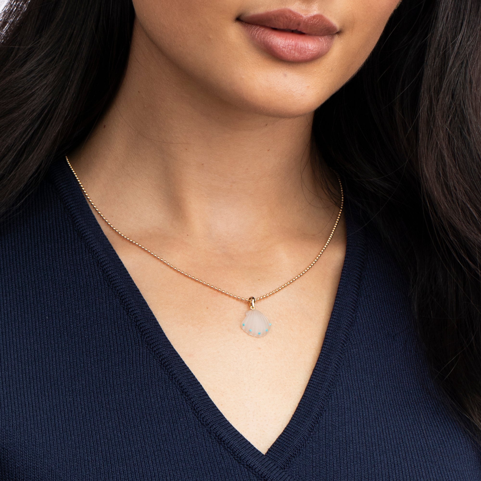 Turquoise and Quartz Scallop Shell Pendant | Shop Classic Fine Jewelry