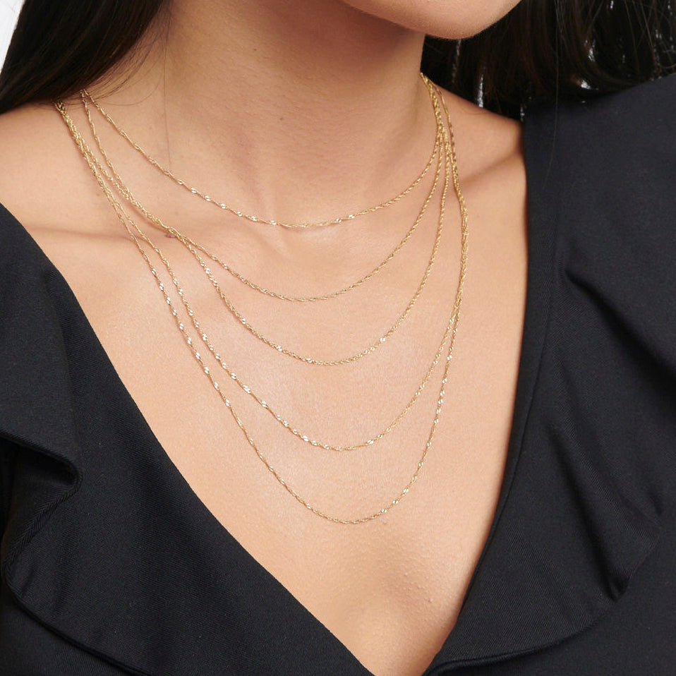 Gold Singapore Chain Necklace | 14k Gold Fine Jewelry